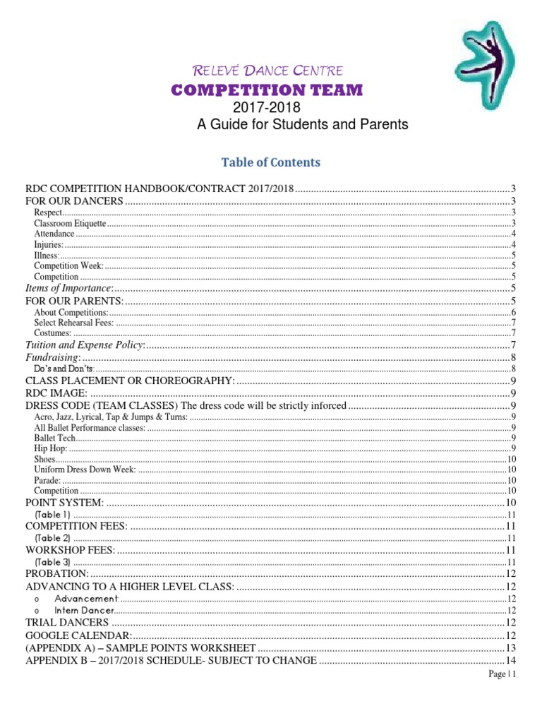 2017-2018 Competition Handbook | PDF | Dances | Sneakers