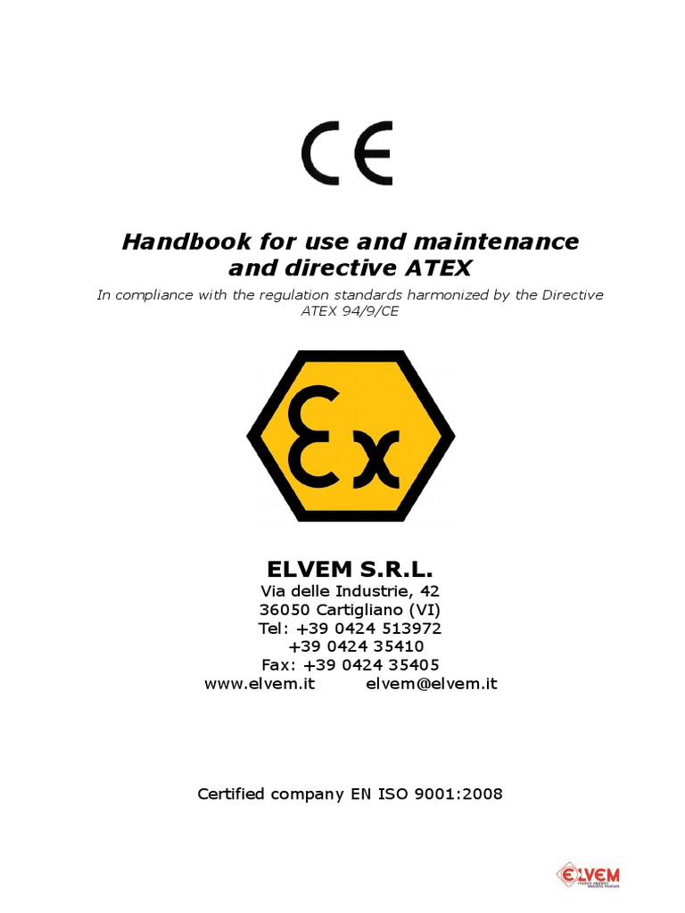 Handbook For Use and Maintenance and Directive ATEX: Elvem S.R.L | PDF ...