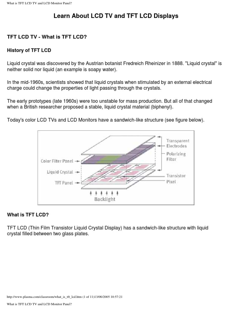 (What Is TFT LCD TV and LCD Monitor Panel | PDF
