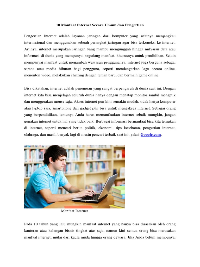 Manfaat Internet dalam Kehidupan Sehari-hari | PDF