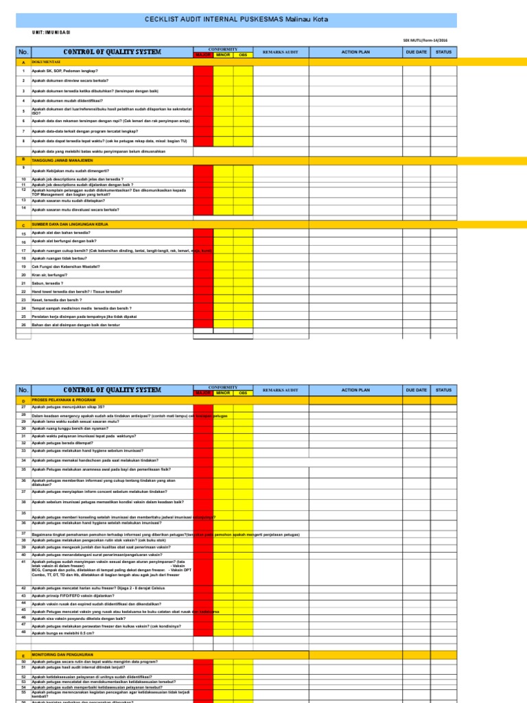 14 - Formulir CheckList Audit Internal | PDF