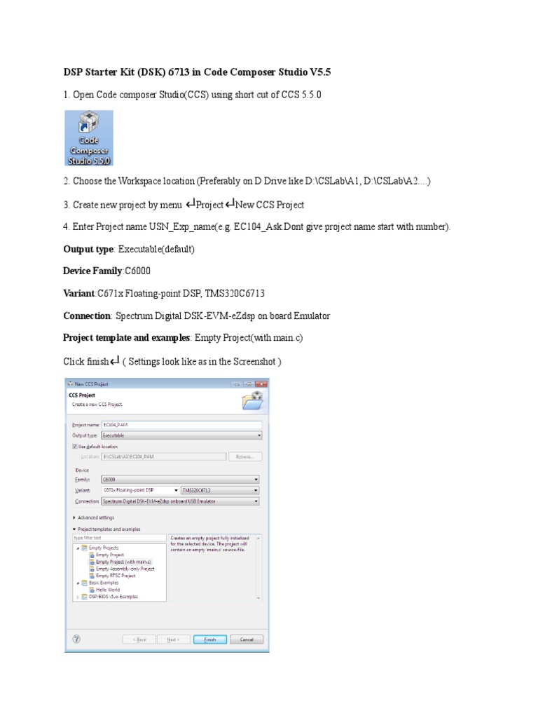 DSK 6713 CCS V5.5 Procedure | PDF | C (Programming Language) | Digital ...