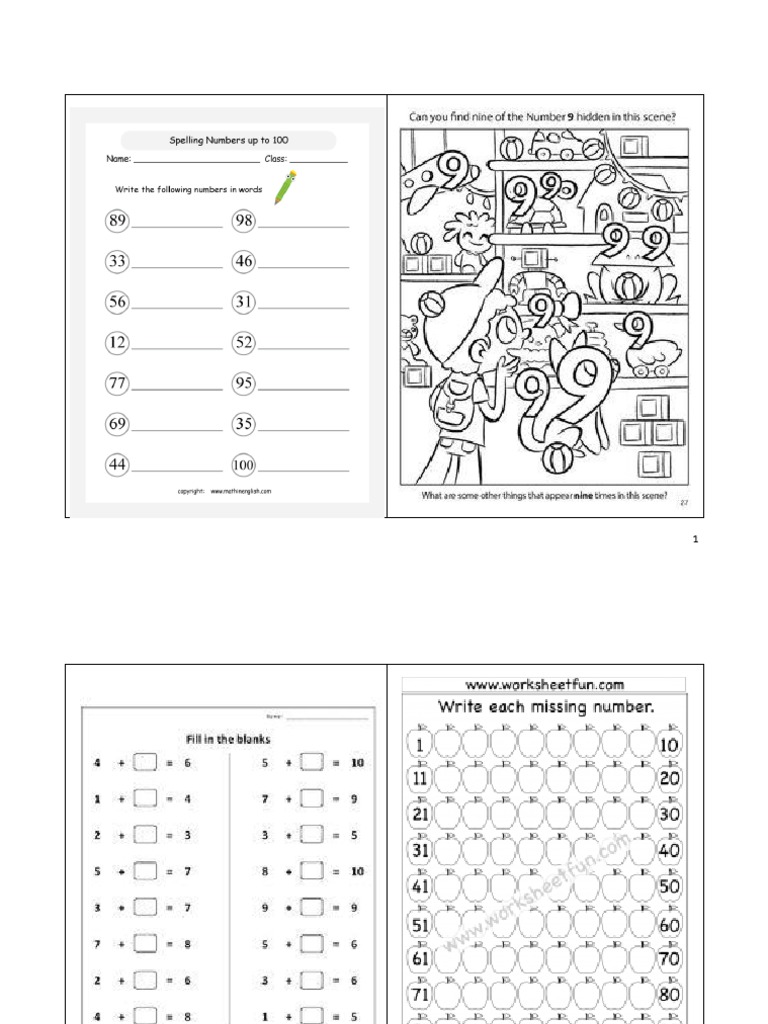 Simple Worksheets On Numbers | PDF