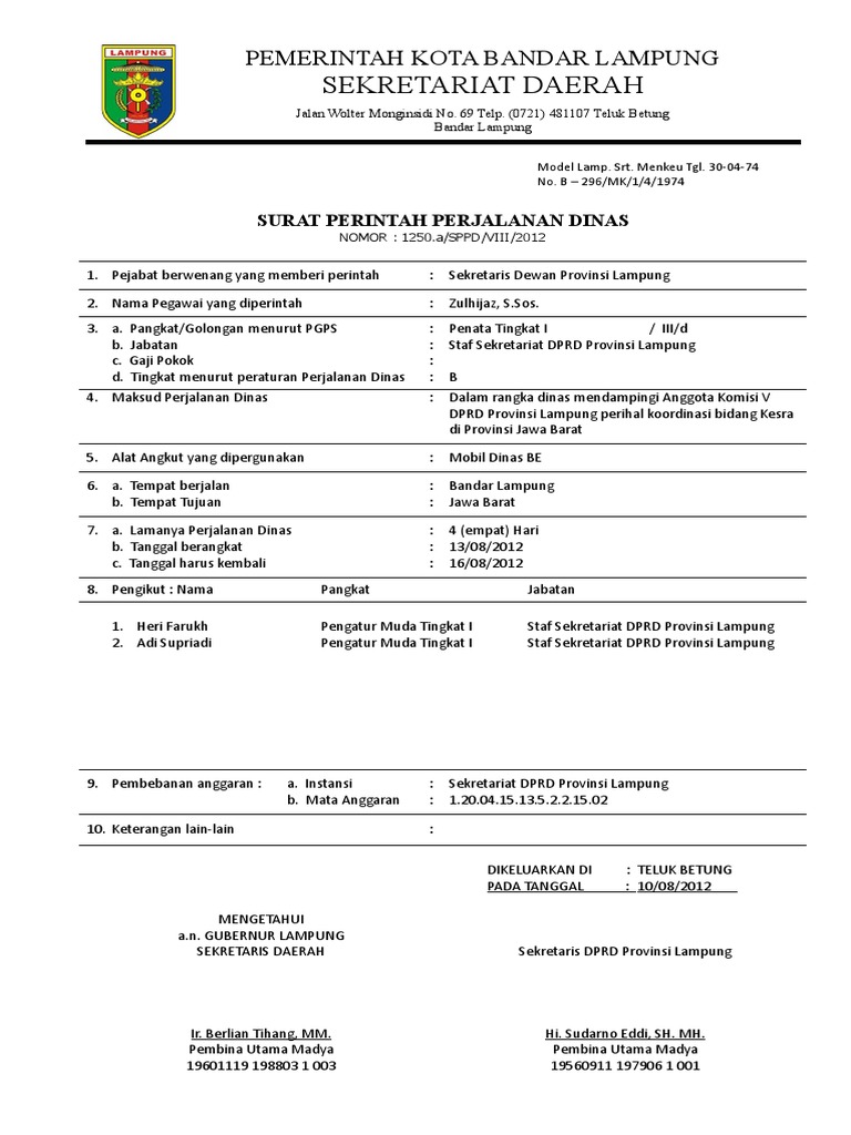 Contoh Surat Perintah Perjalanan Dinas Resmi - Riset Contoh Surat Perintah Perjalanan Dinas Resmi - Riset
