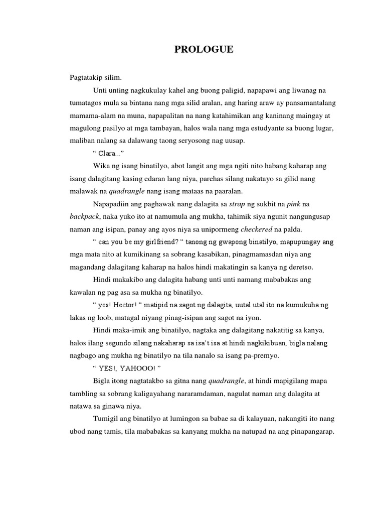 HECTOR I LOVE YOU (Tagalog/english Novel) Prologue | PDF