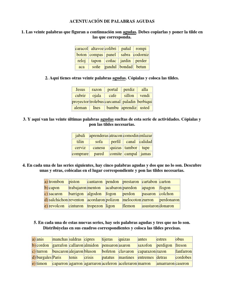 Ejercicios de Acentuación en Español | PDF | Naturaleza