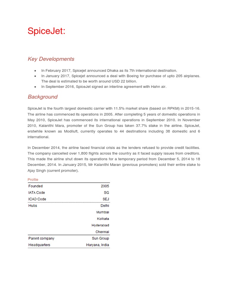 SpiceJet: An Analysis of Key Developments, Operational Performance, and ...
