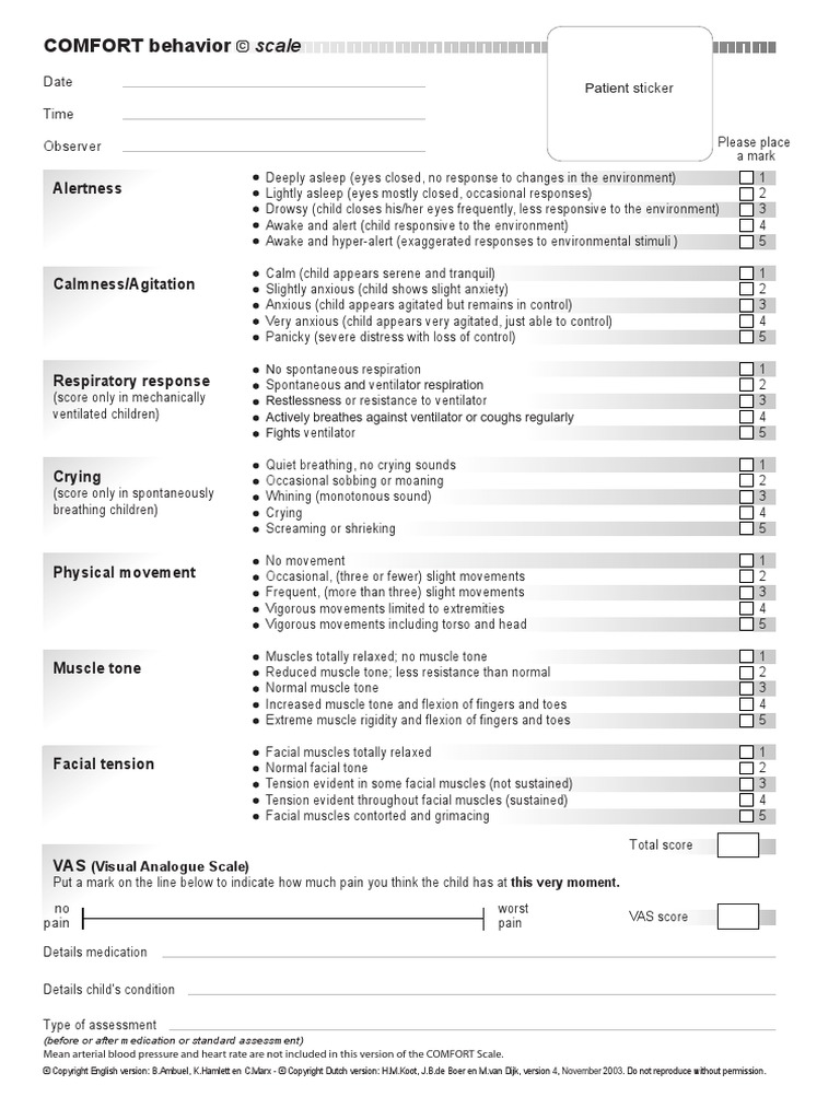 Pain Docs Comfort Scale PDF | PDF | Anxiety | Pain