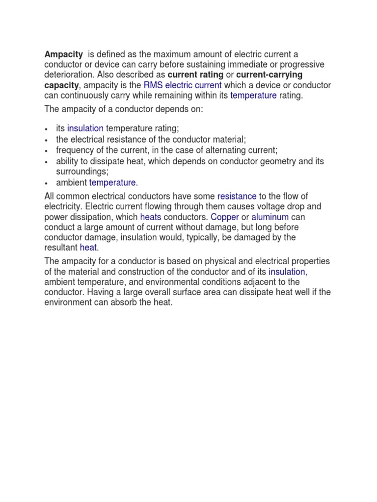 RMS Electric Current Temperature: Ampacity Is Defined As The Maximum ...