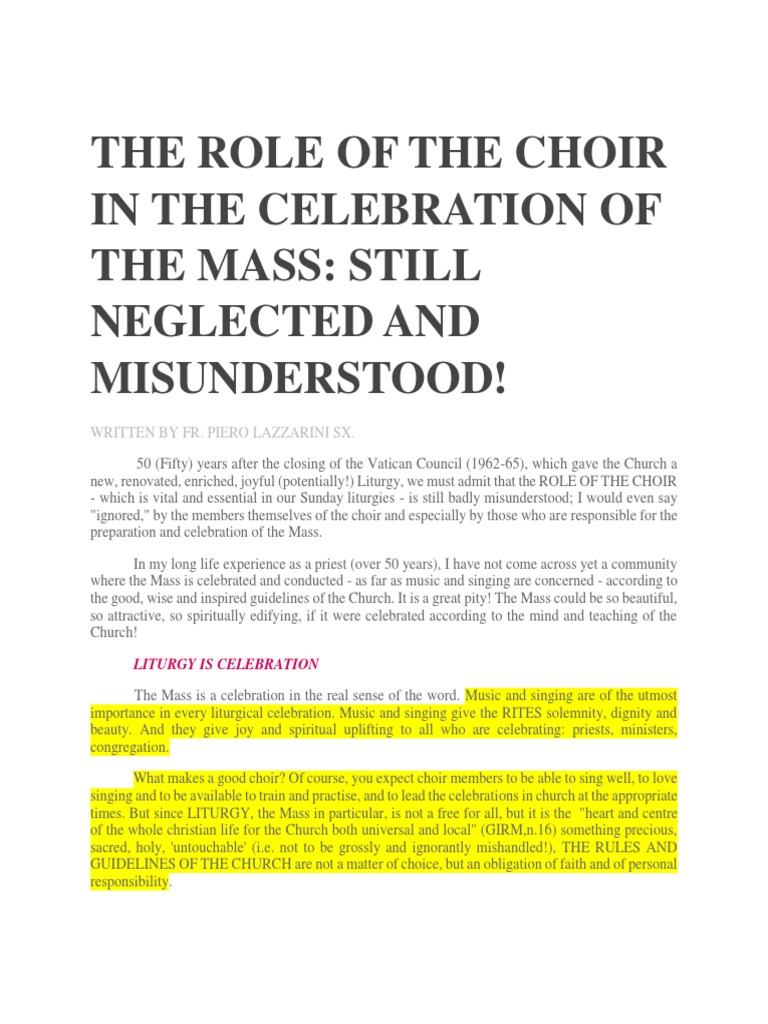 The Role of The Choir in The Celebration of The Mass | PDF | Liturgy ...