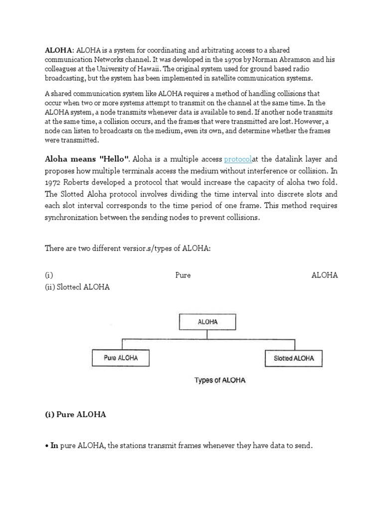 ALOHA protocol for shared communication channels | PDF | Data ...