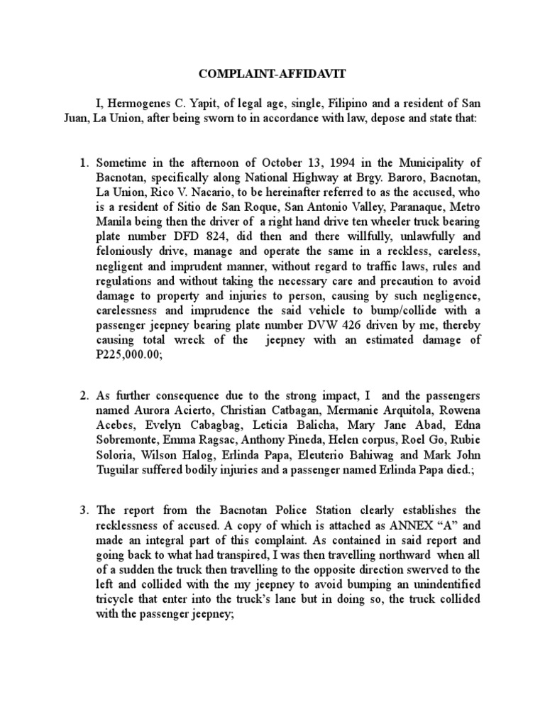 Complaint Reckless | PDF | Common Law | Justice