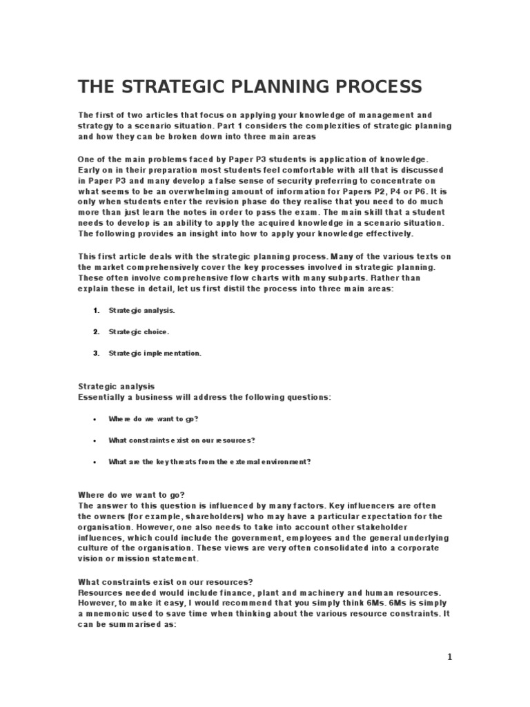 The Strategic Planning Process | PDF | Mergers And Acquisitions ...