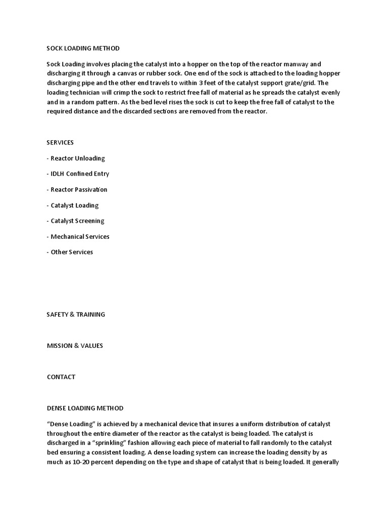 Catalyst Loading Method | PDF | Nature | Chemical Reactor