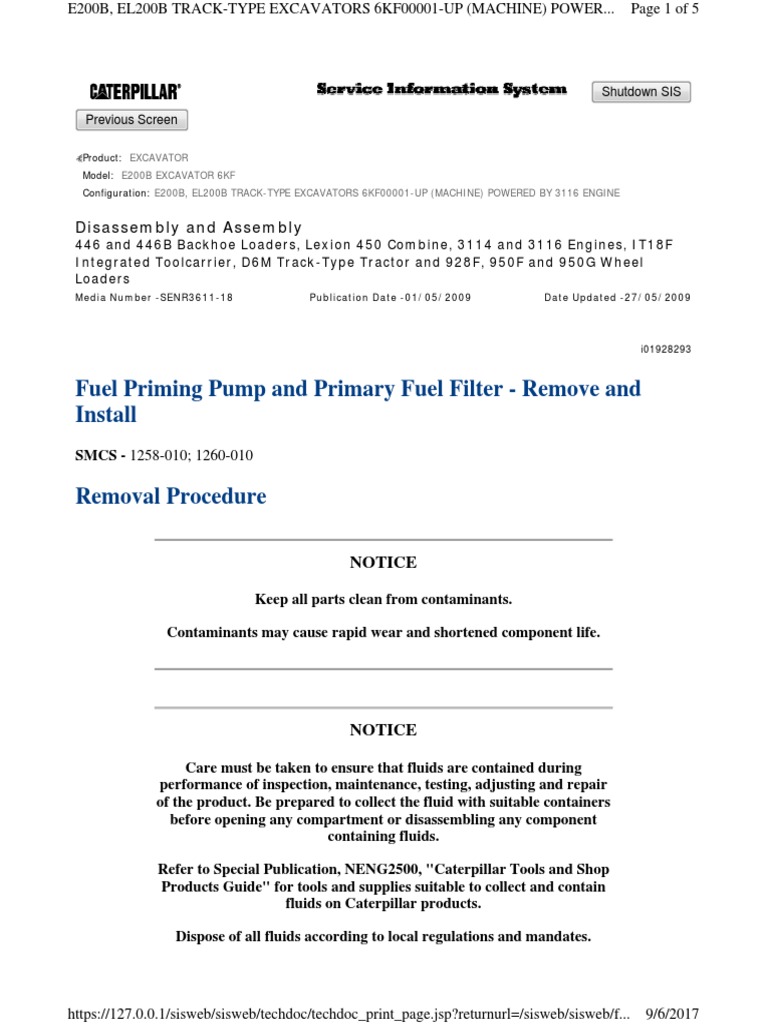 Fuel Priming Pump and Primary Fuel Filter - Remove and Install | PDF ...