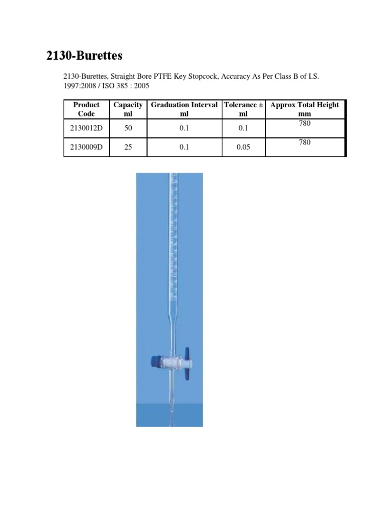 2130 Burettes Borosil Class B | PDF