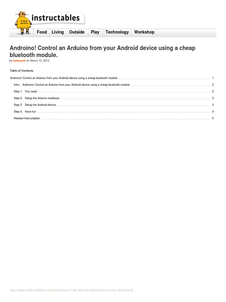 Androino Talk With An Arduino From Your Android D | PDF | Bluetooth ...