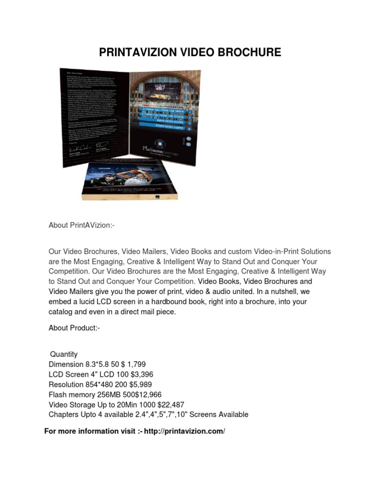 Printavizion Video Brochure - Output | PDF | Computers