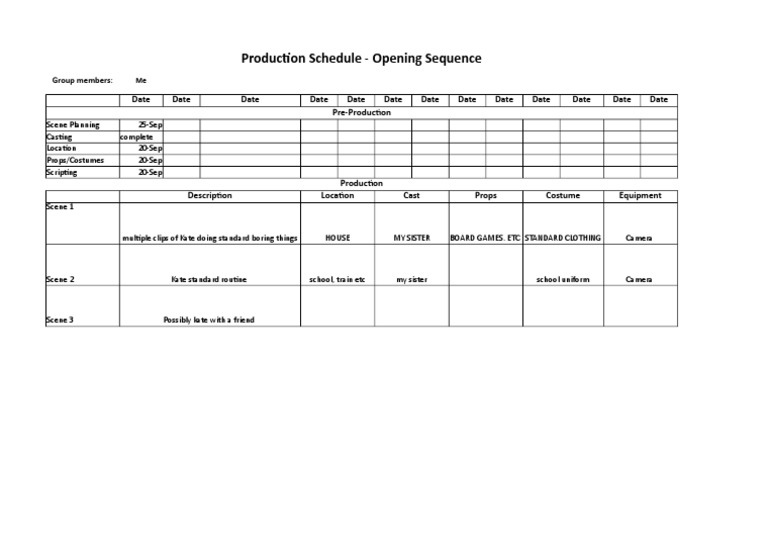 Production Schedule Template A2 | PDF