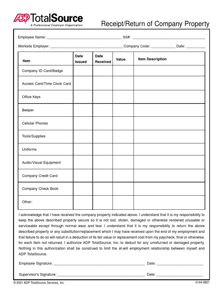 Property Sign Out Form | PDF