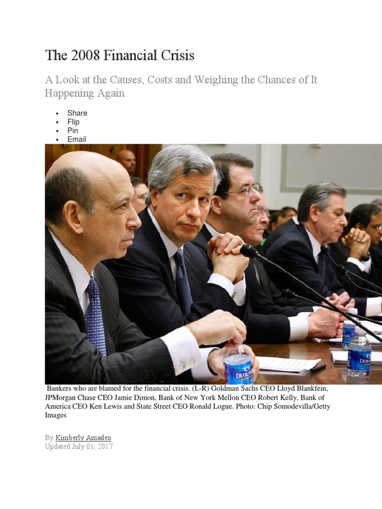 The 2008 Financial Crisis | PDF | Emergency Economic Stabilization Act ...