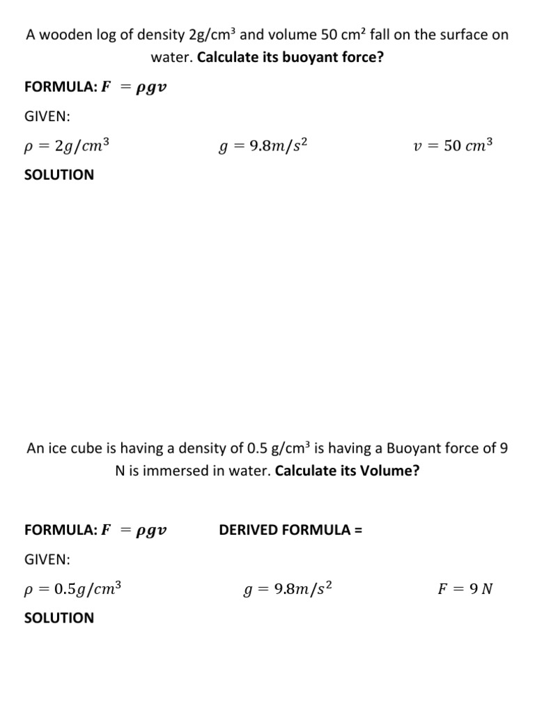 A Wooden Log of Density 2g | PDF