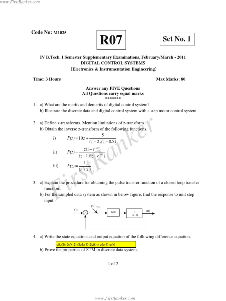 Digital Control Systems | PDF | Control Theory | Control System