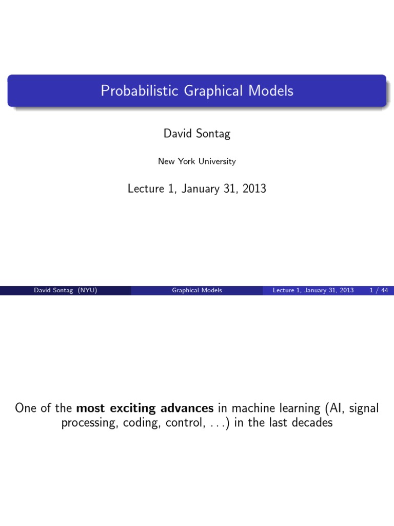 Probabilistic Graphical Models: David Sontag | PDF | Bayesian Network | Bayesian Inference