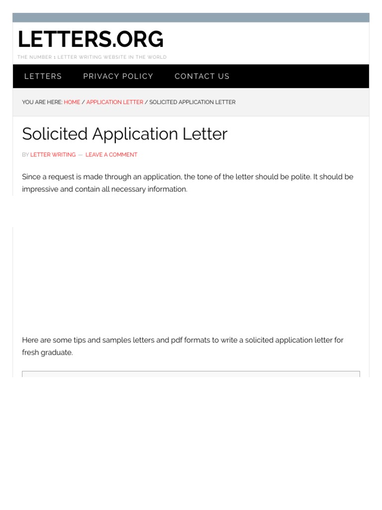 Solicited Application Letter | Cyberspace | Technology