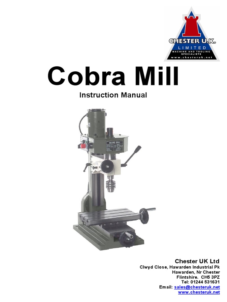 Cobra Mill Manual | PDF | Machining | Crafts
