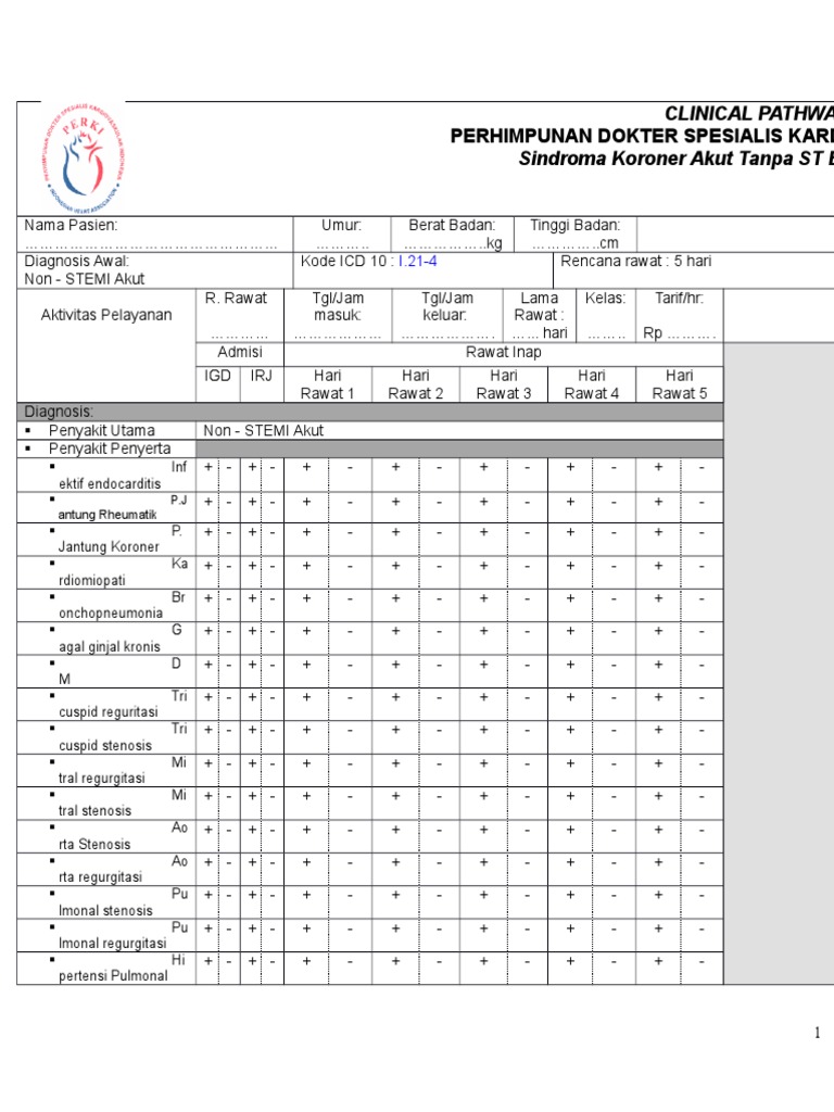 Clinical Pathway for Patients with Non-ST Elevation Myocardial ...