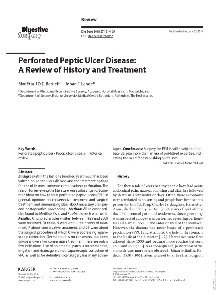 Perforated Peptic Ulcer Disease | PDF | Medical Specialties | Health ...