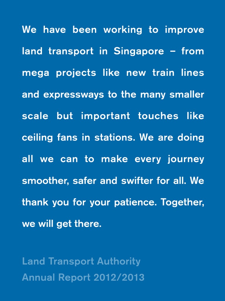 LTA Annual Report 2012/2013 Overview | PDF | Public Transport | Transport