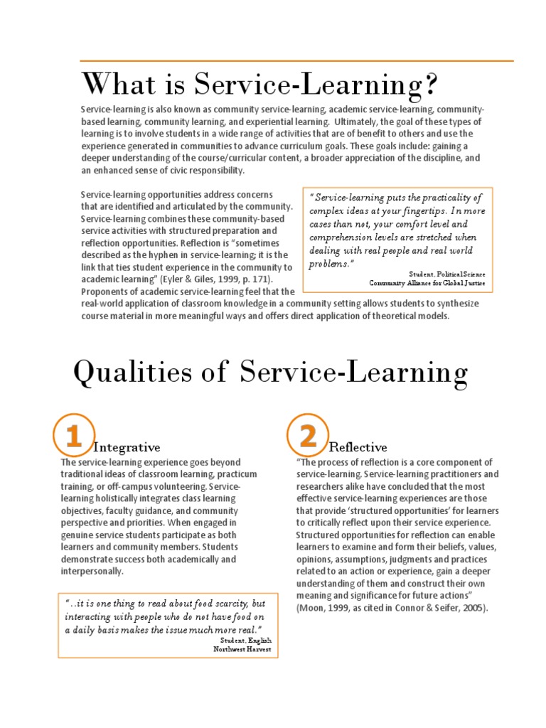 What Is Service Learning PDF | PDF | Service Learning | Education Theory