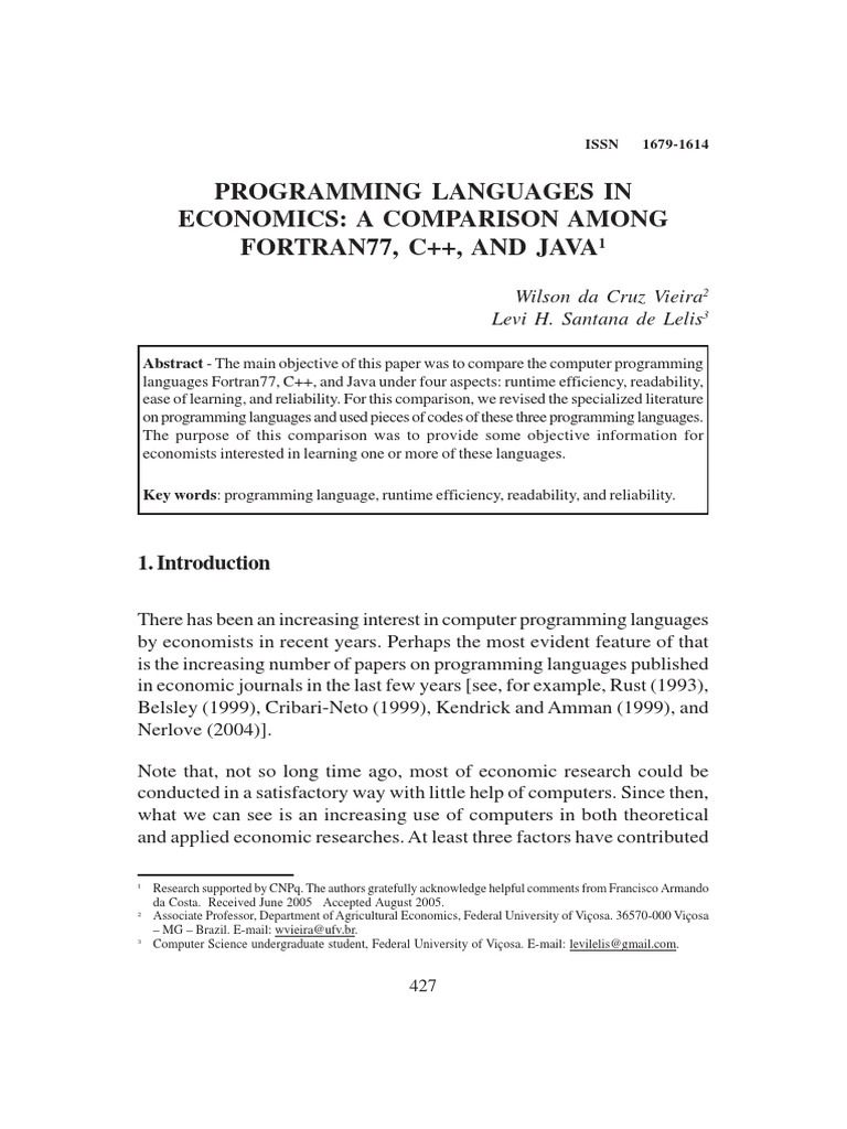 Prgramming Languages in Economics | PDF | Computer Programming ...