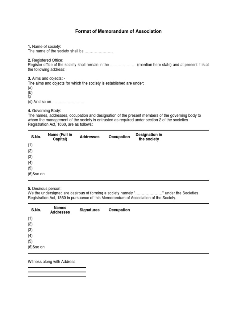 Society Registration Form | Government Information | Government