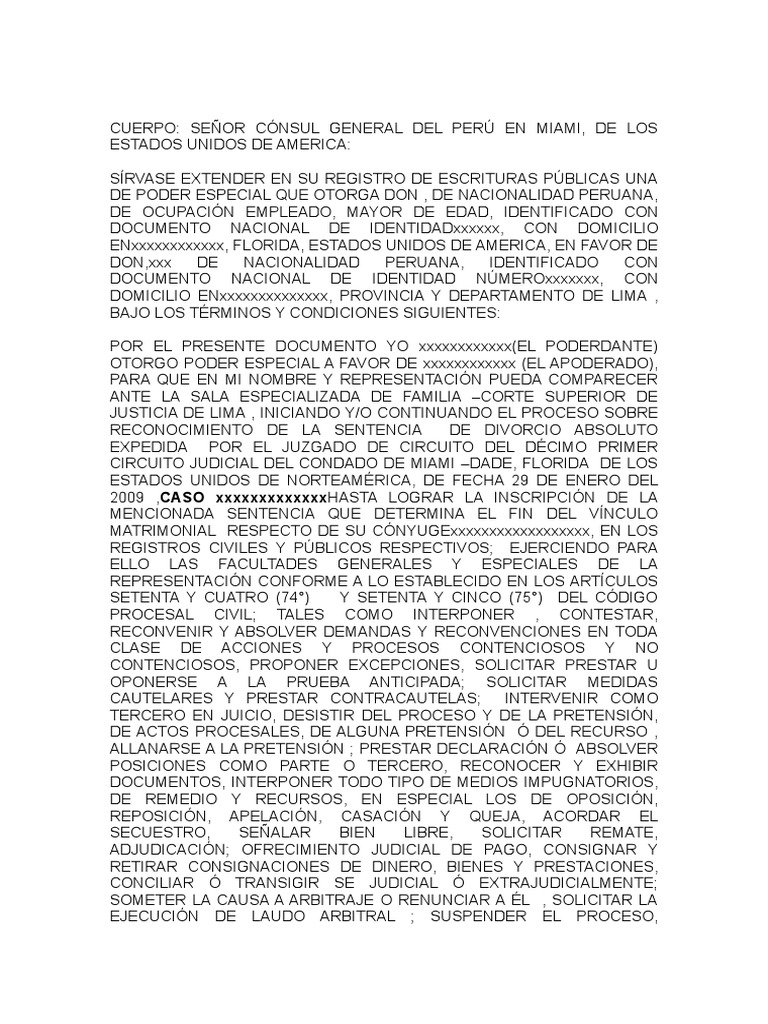 Modelo de Poder Exequatur | PDF