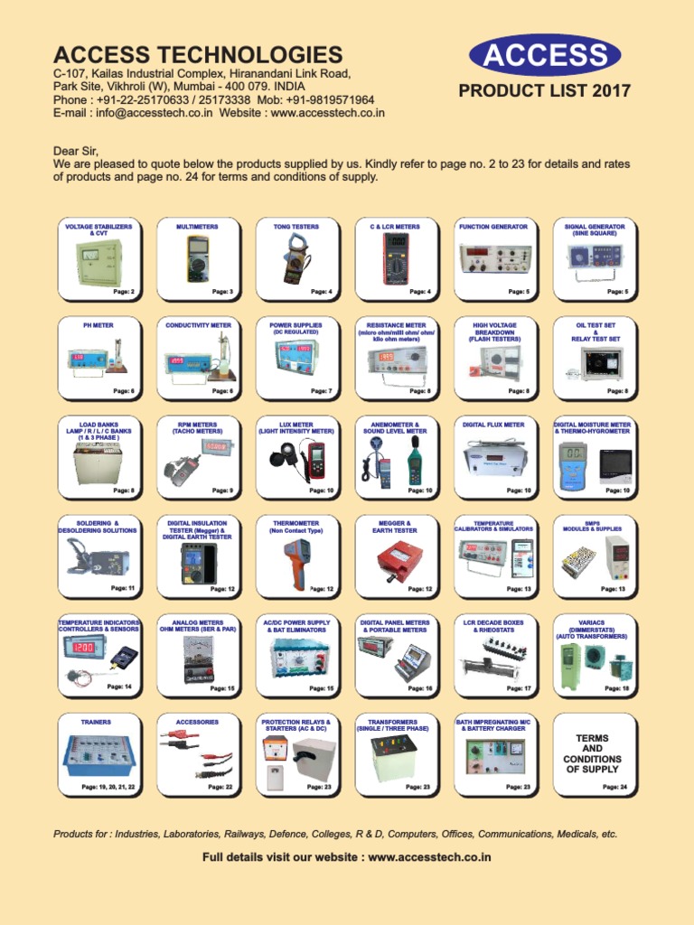 ACCESS Prodcut List | PDF | Ph | Amplitude