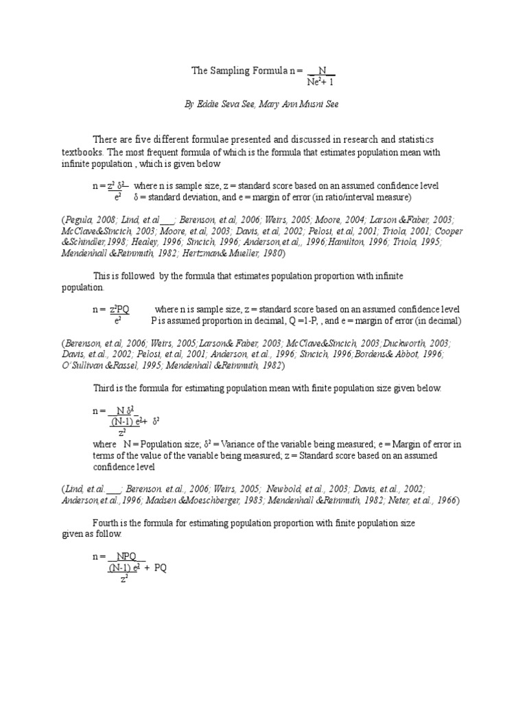 The Sampling Formula | PDF | Margin Of Error | Confidence Interval