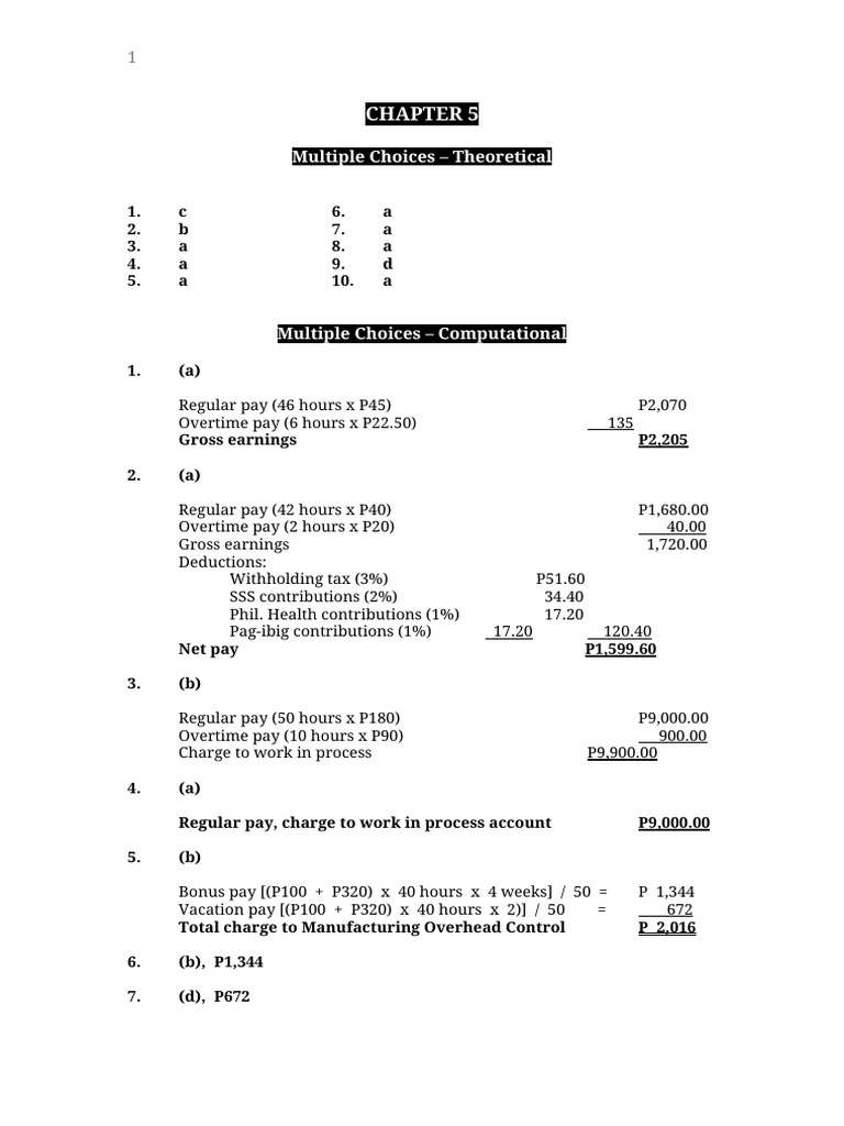 Cost Acctg CHAPTER-5 PDF | PDF | Payroll | Payroll Tax