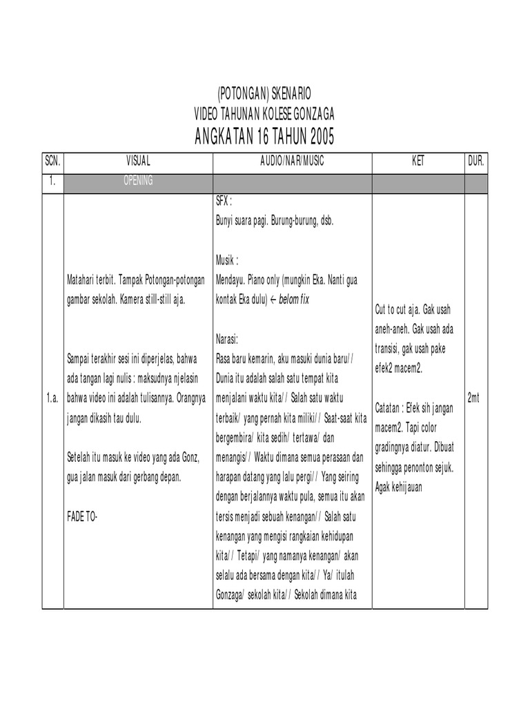 Contoh Naskah Dokumenter | PDF