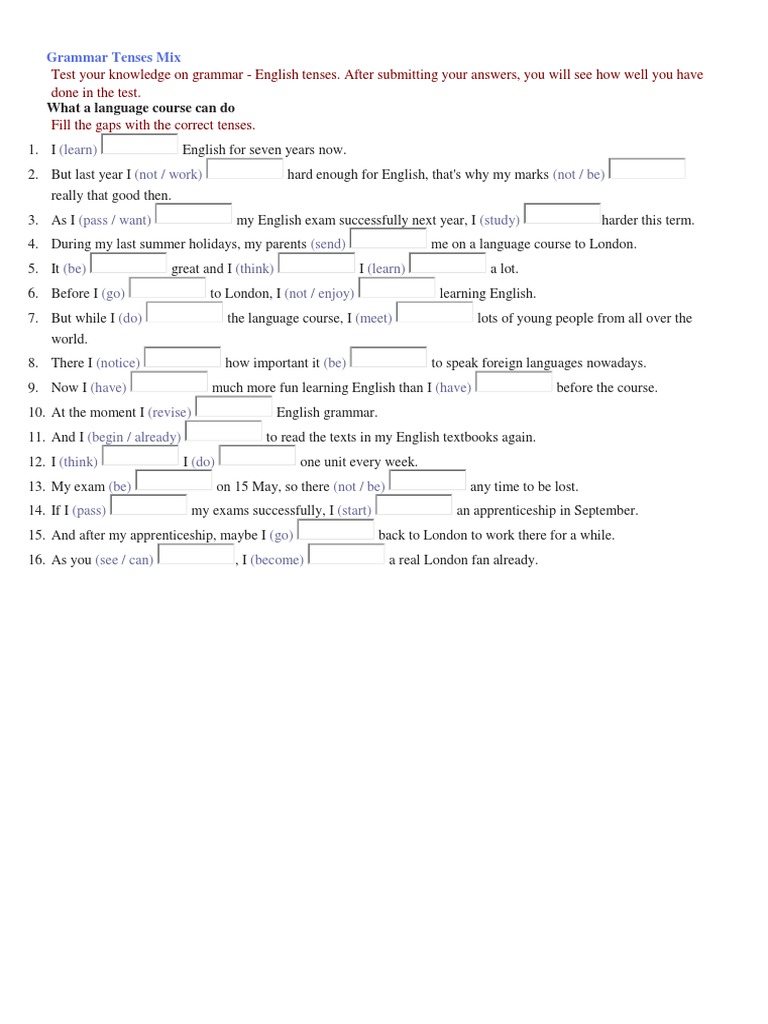 Anna Grammar Tenses Mix | PDF | English Language | Grammatical Tense