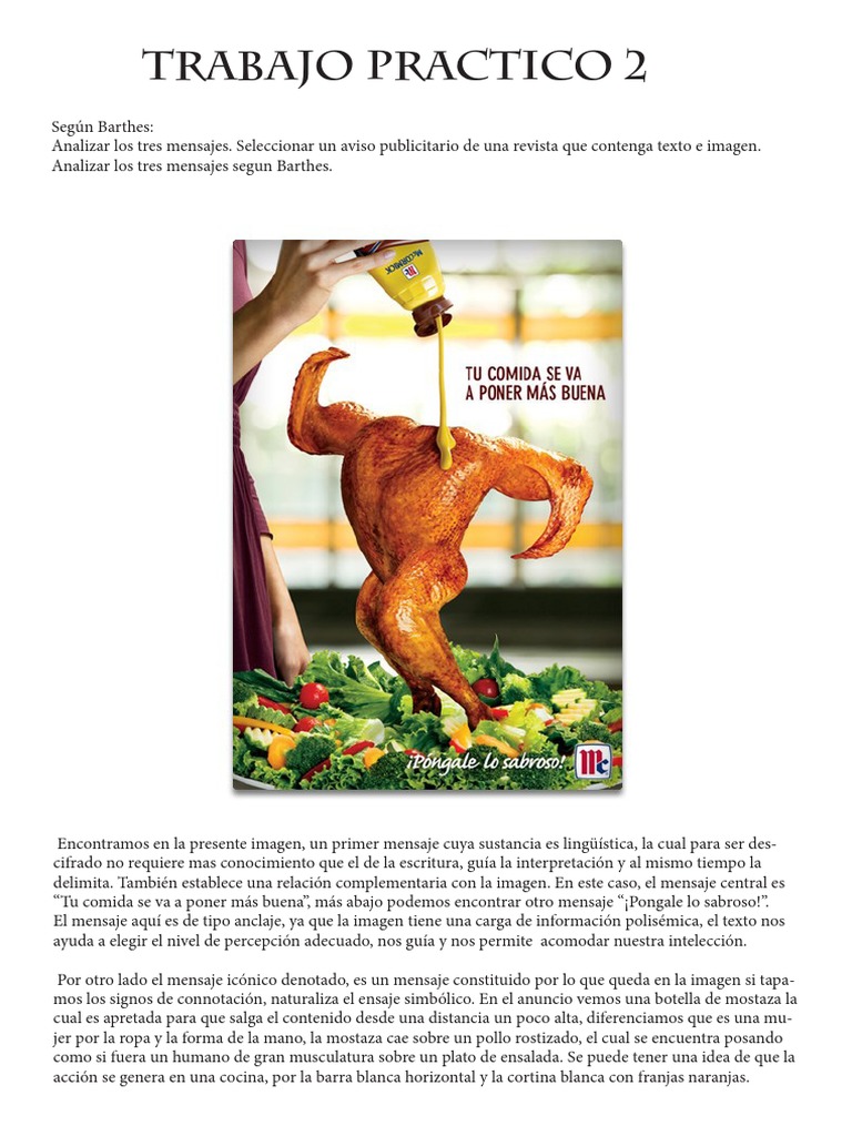 TP 2 Tres Mensajes Según Barthes | PDF | Imagen | Información