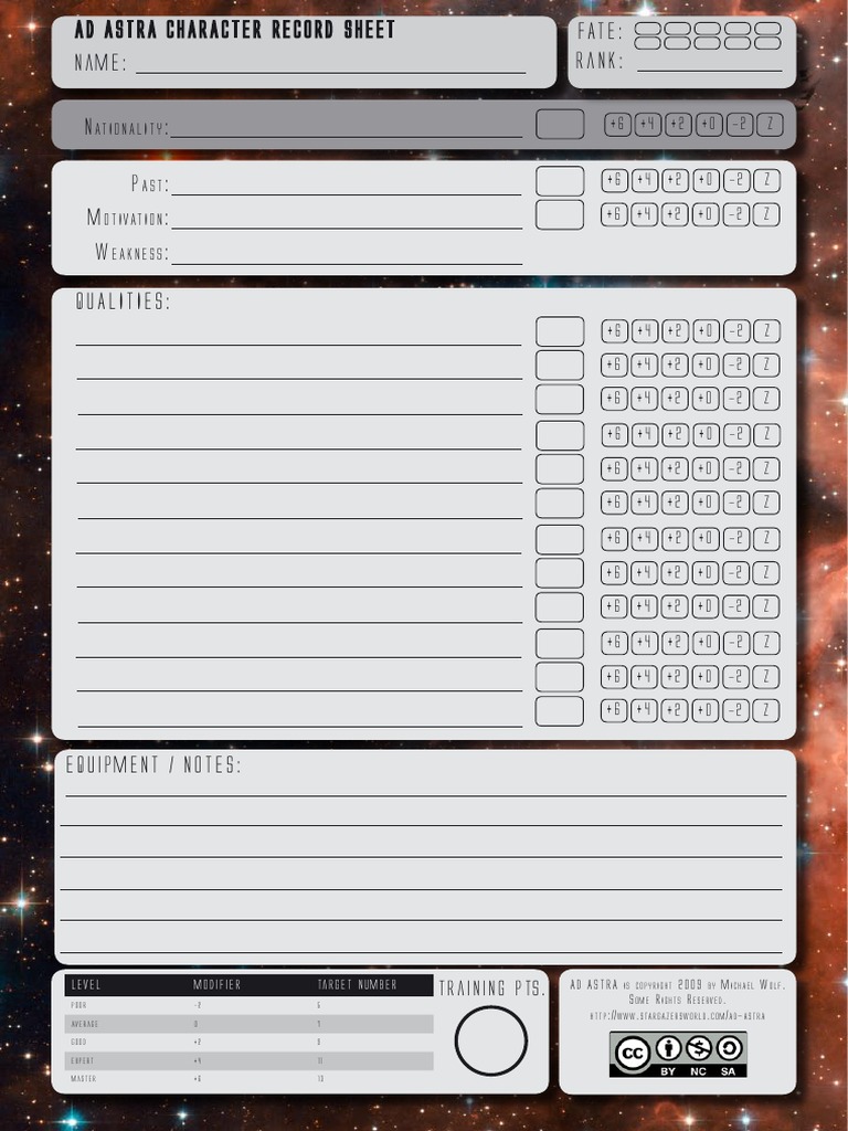 Charsheet Adastra1 PDF | PDF