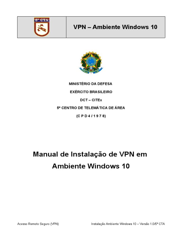 Manual Instalacao VPN Windows10 | PDF | Windows 10 | Rede Privada Virtual (VPN)