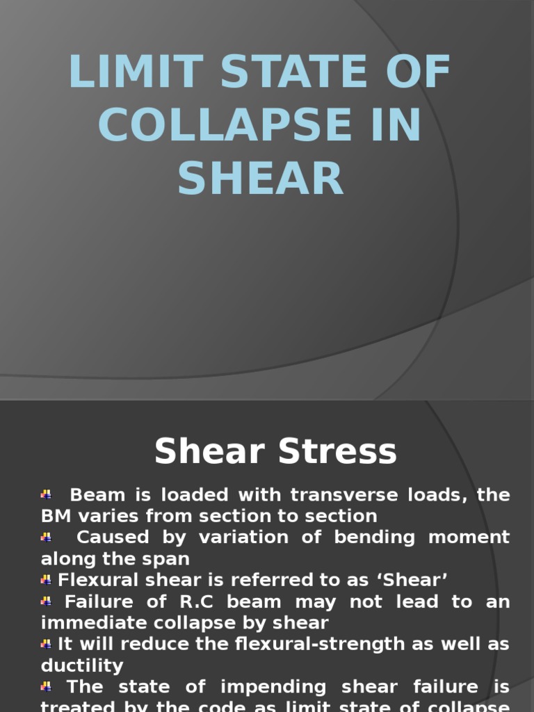 Limit State of Collapse in Shear | PDF | Bending | Beam (Structure)