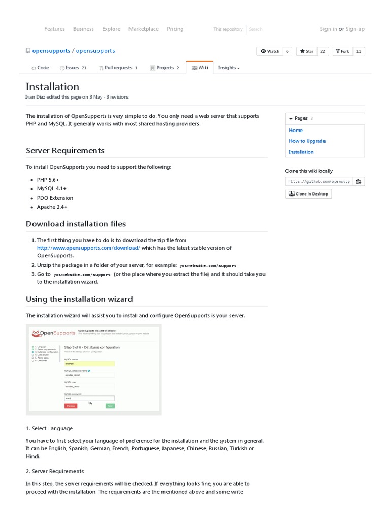 Installation Opensupports - Opensupports Wiki GitHub | PDF | Web Server | Internet & Web