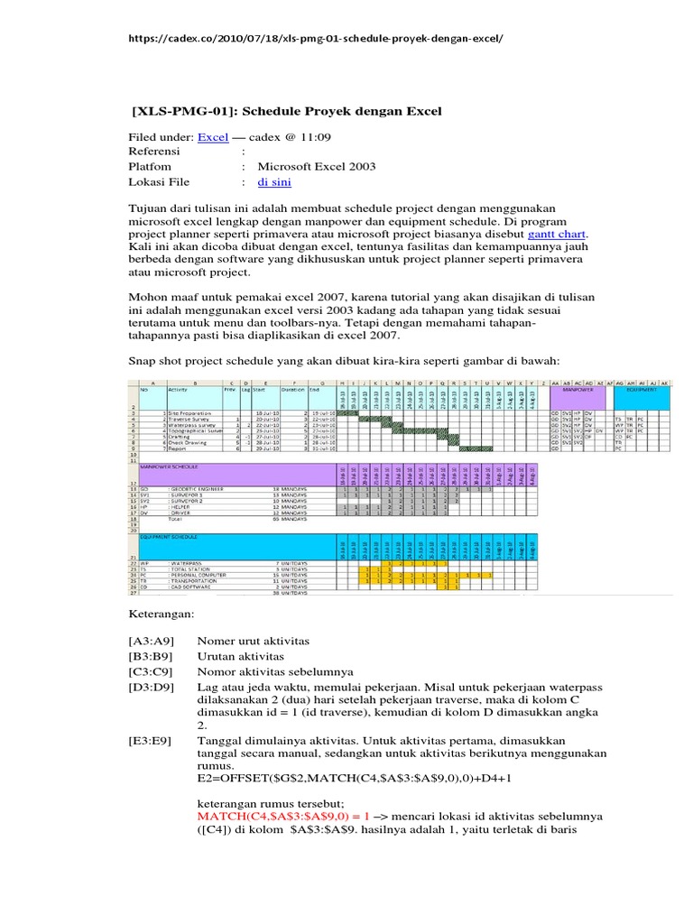 Schedule Proyek Dengan Excel | PDF
