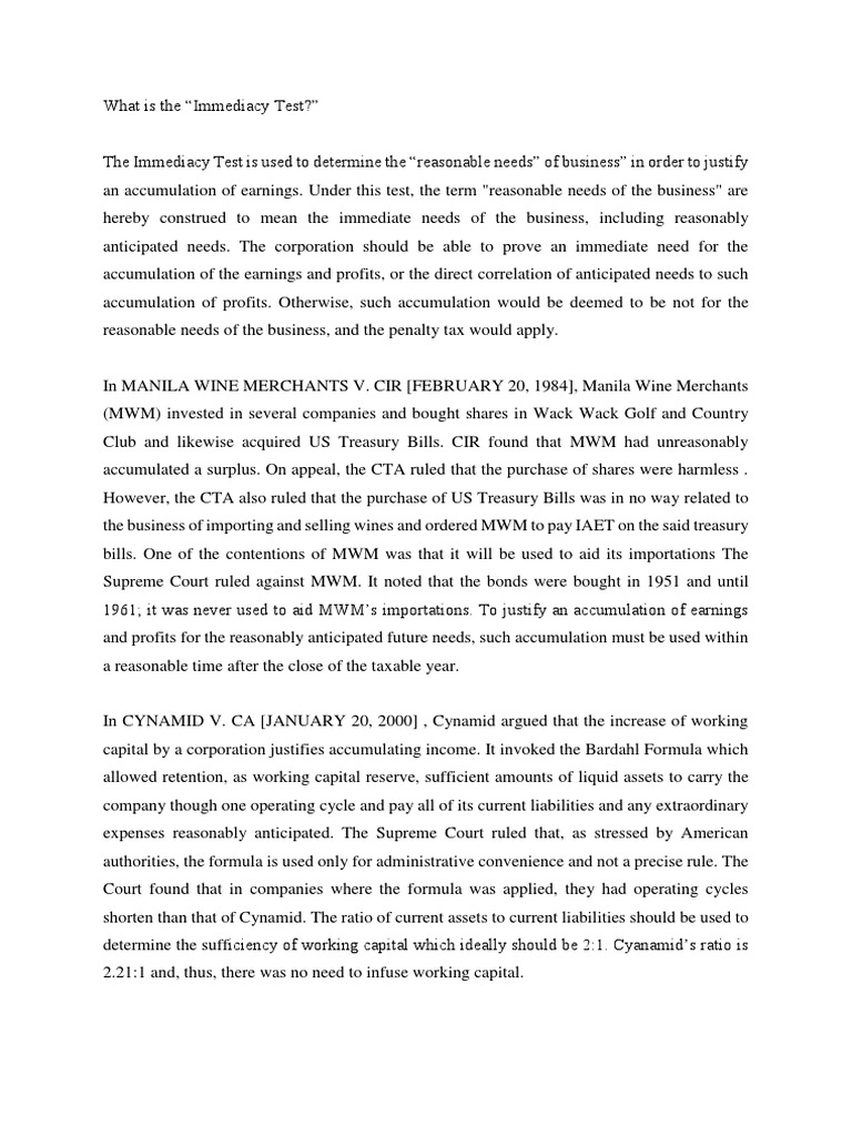 Understanding the Immediacy Test in Taxation | PDF | Taxpayer | Taxes