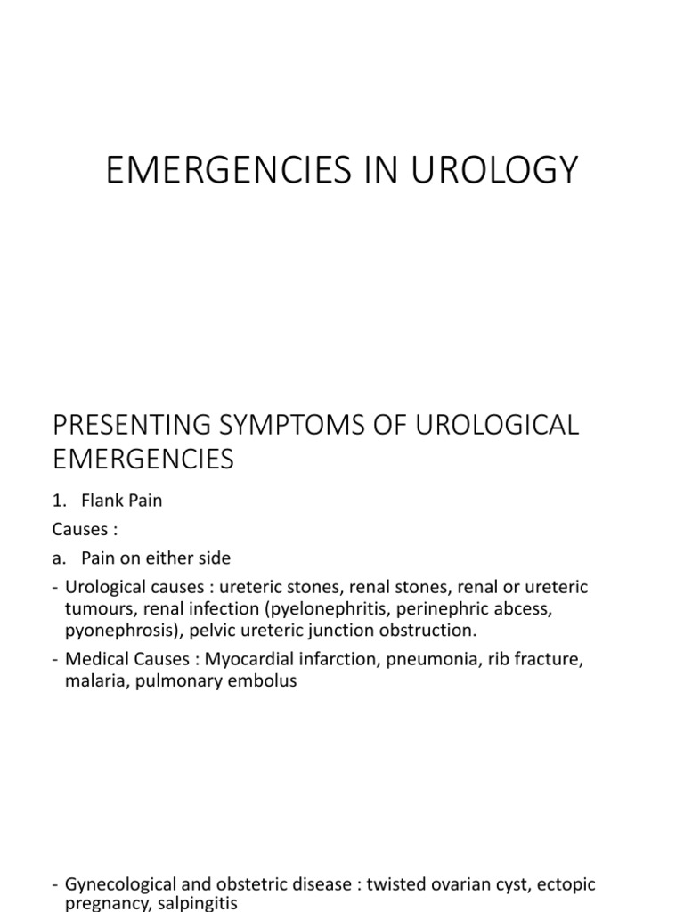Emergencies in Urology | PDF | Kidney | Urinary Tract Infection